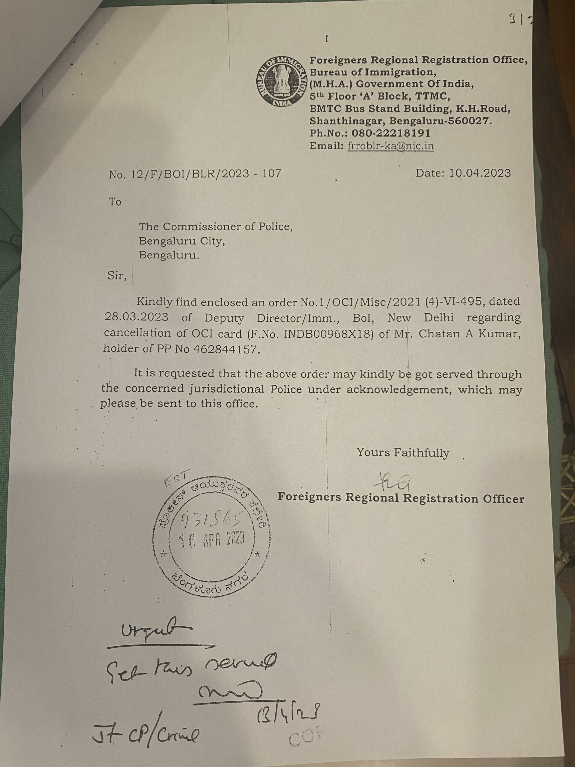 Union Home Ministry cancels OCI status of Kannada actor Chetan Kumar ...