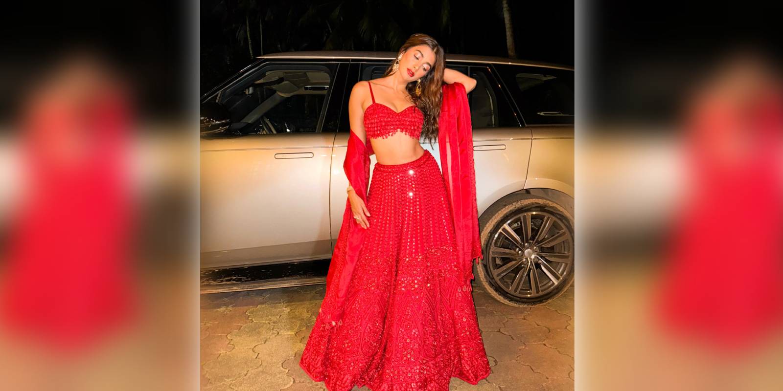 Gallery: Actor Pooja Hegde poses in stunning red lehenga designed by ...